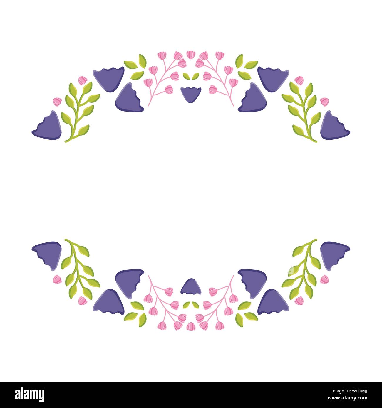 flowers garden plants circular frame vector illustration design Stock ...