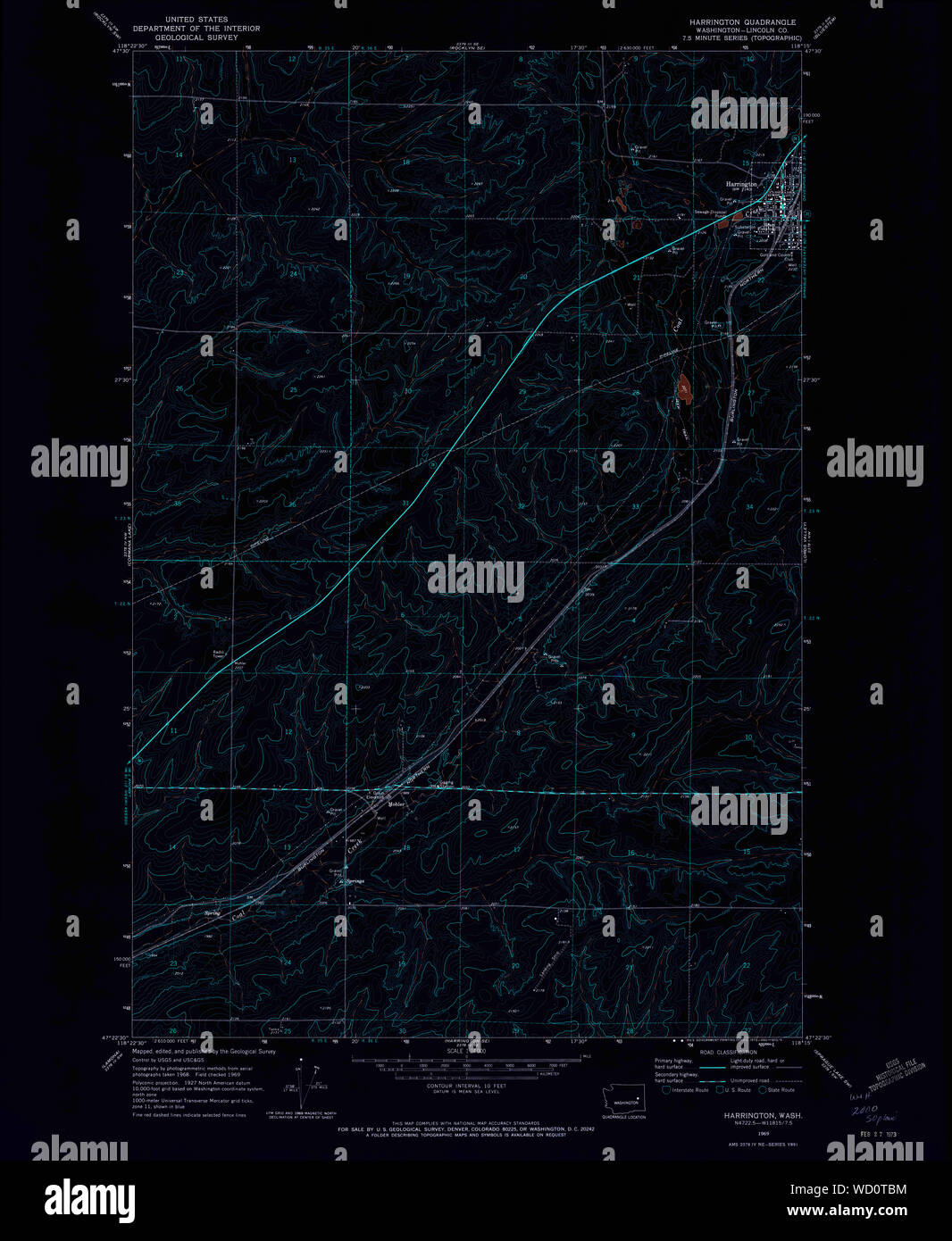 Map of harrington washington hi-res stock photography and images - Alamy