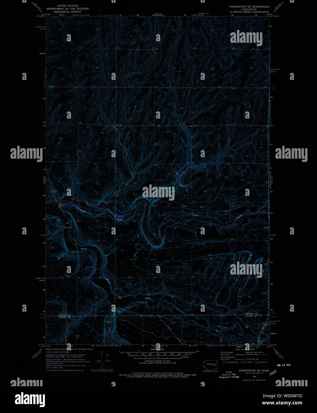 Map of harrington washington hi-res stock photography and images - Alamy