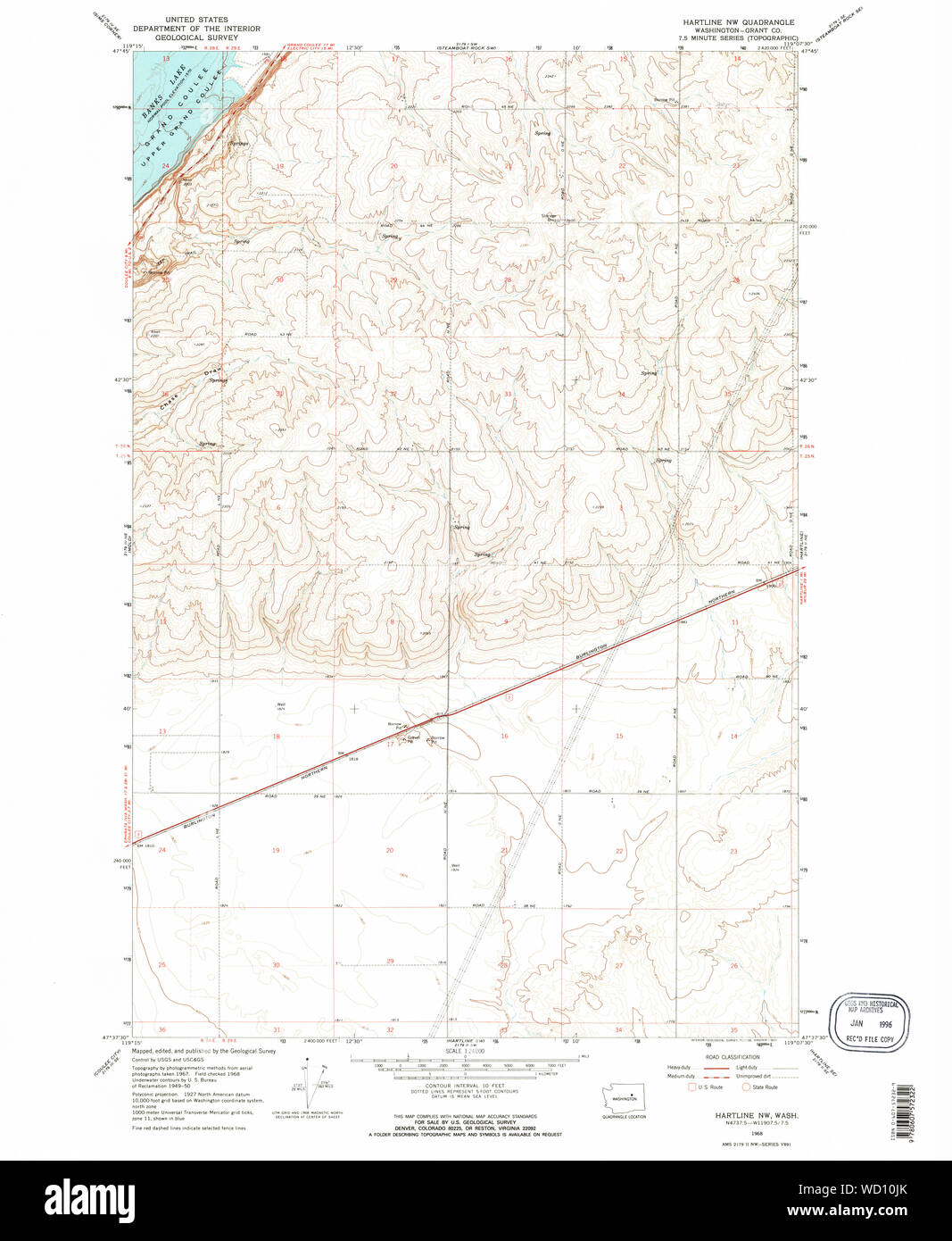 Hartline washington map hi-res stock photography and images - Alamy