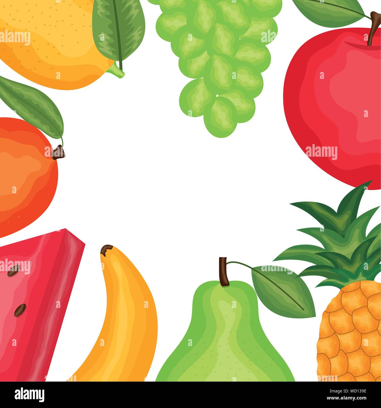 fresh and tropicals fruits frame vector illustration design Stock ...