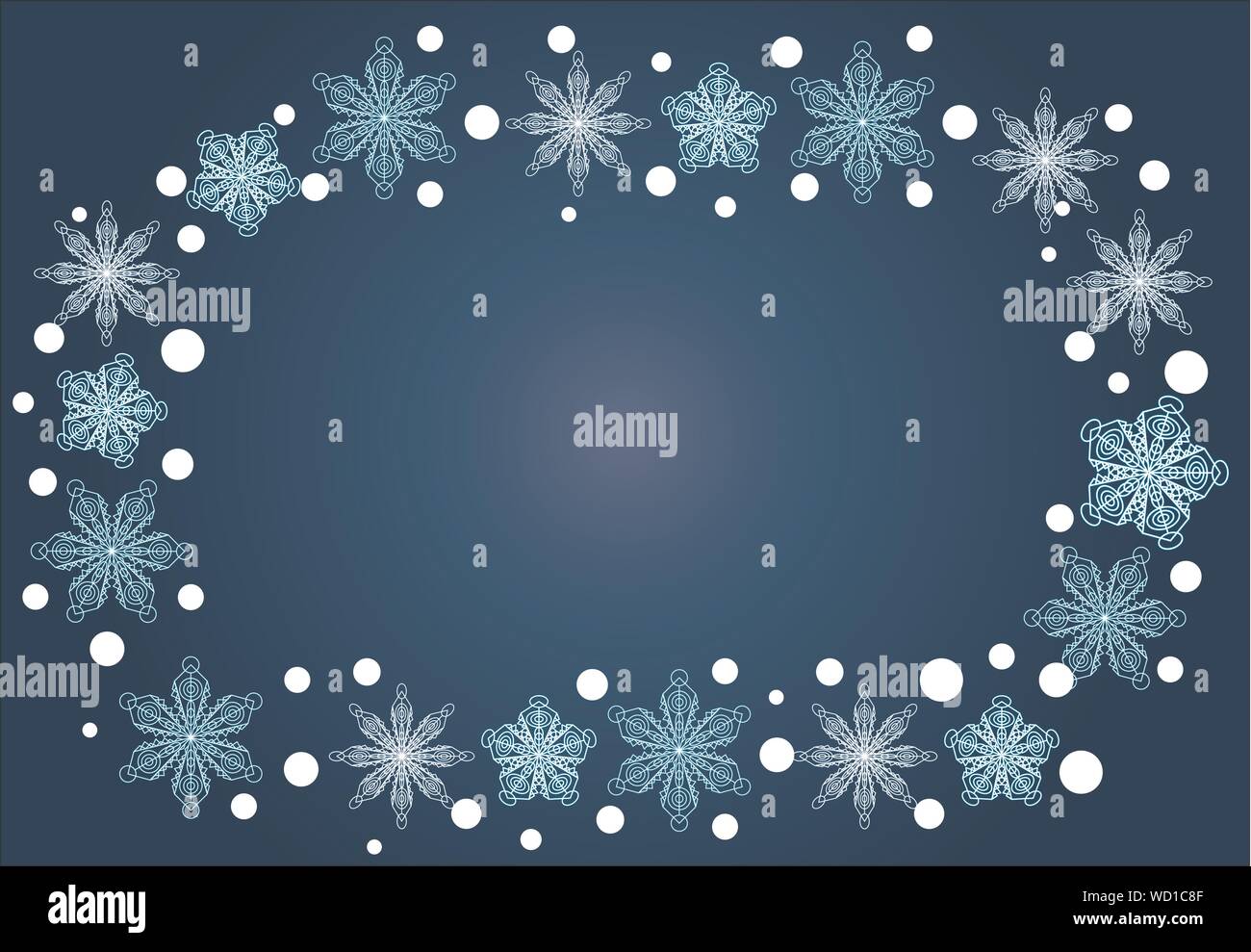 Christmas, winter oval frame of snowflakes on a blue background Stock ...