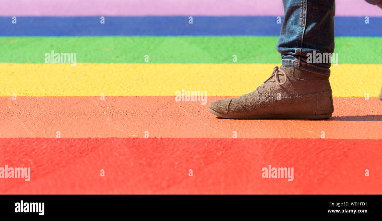 Rainbow colored crosswalk hi-res stock photography and images - Alamy