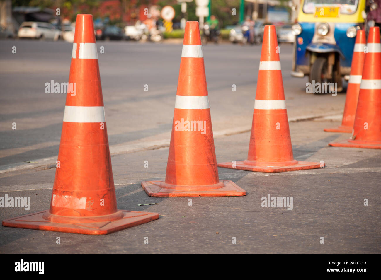 Row Of Street Cones High Resolution Stock Photography and Images - Alamy