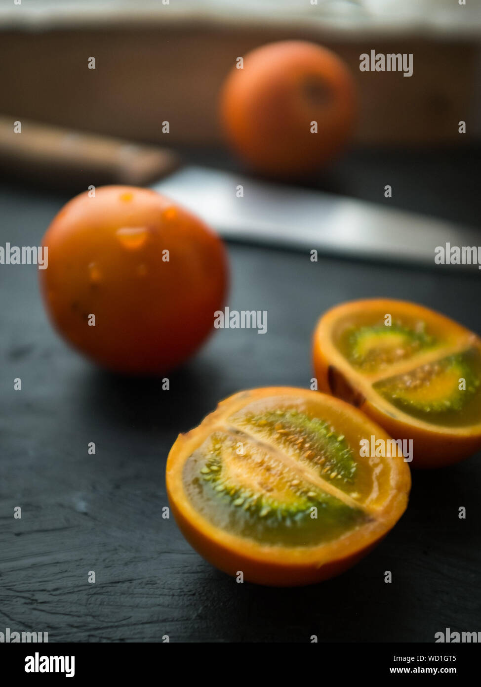 Lulo (Solanum quitoense) Tropical fruit from Colombia, known for their ...