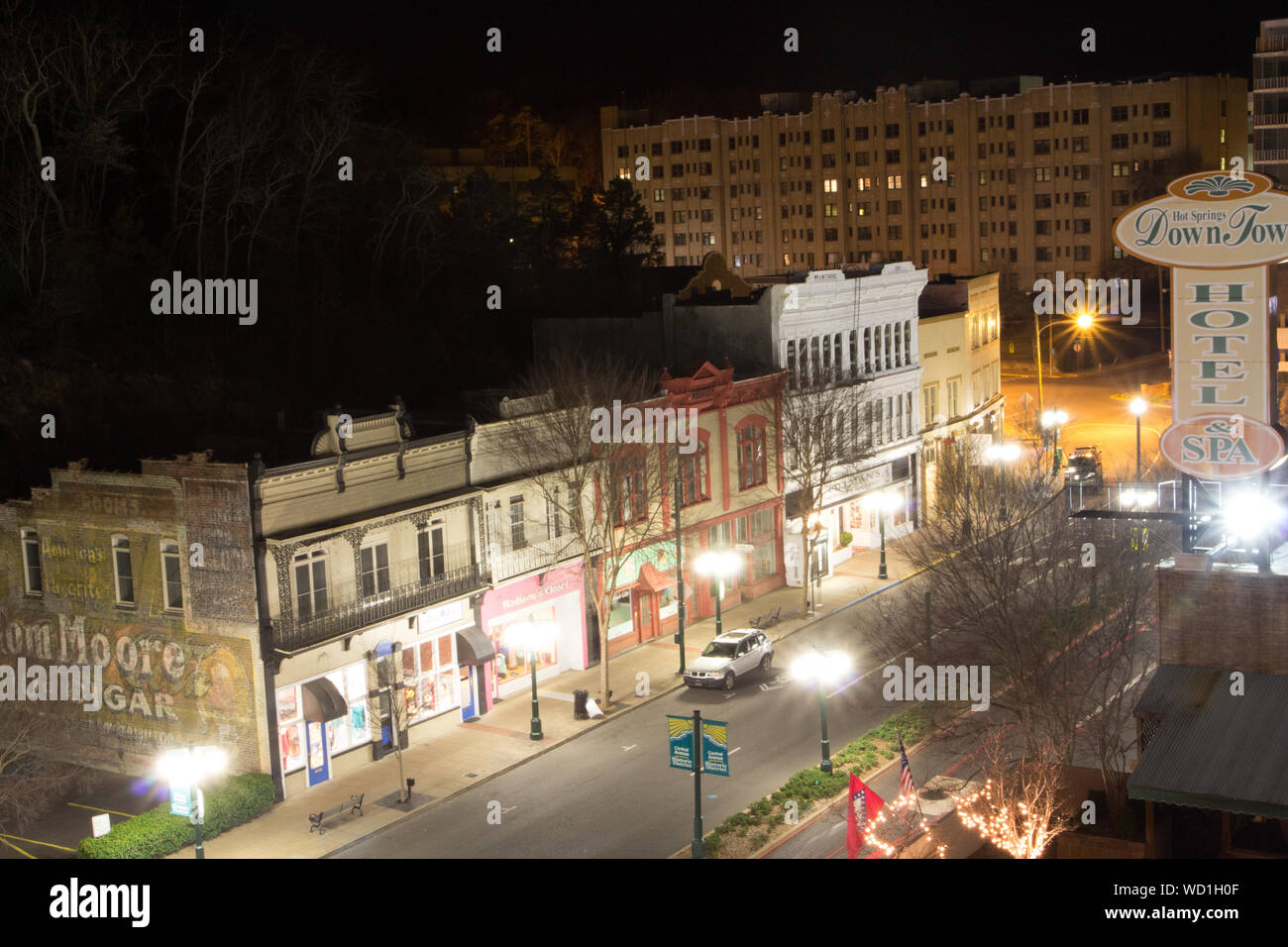Downtown Hot Springs at Night, Arkansas Stock Photo - Alamy