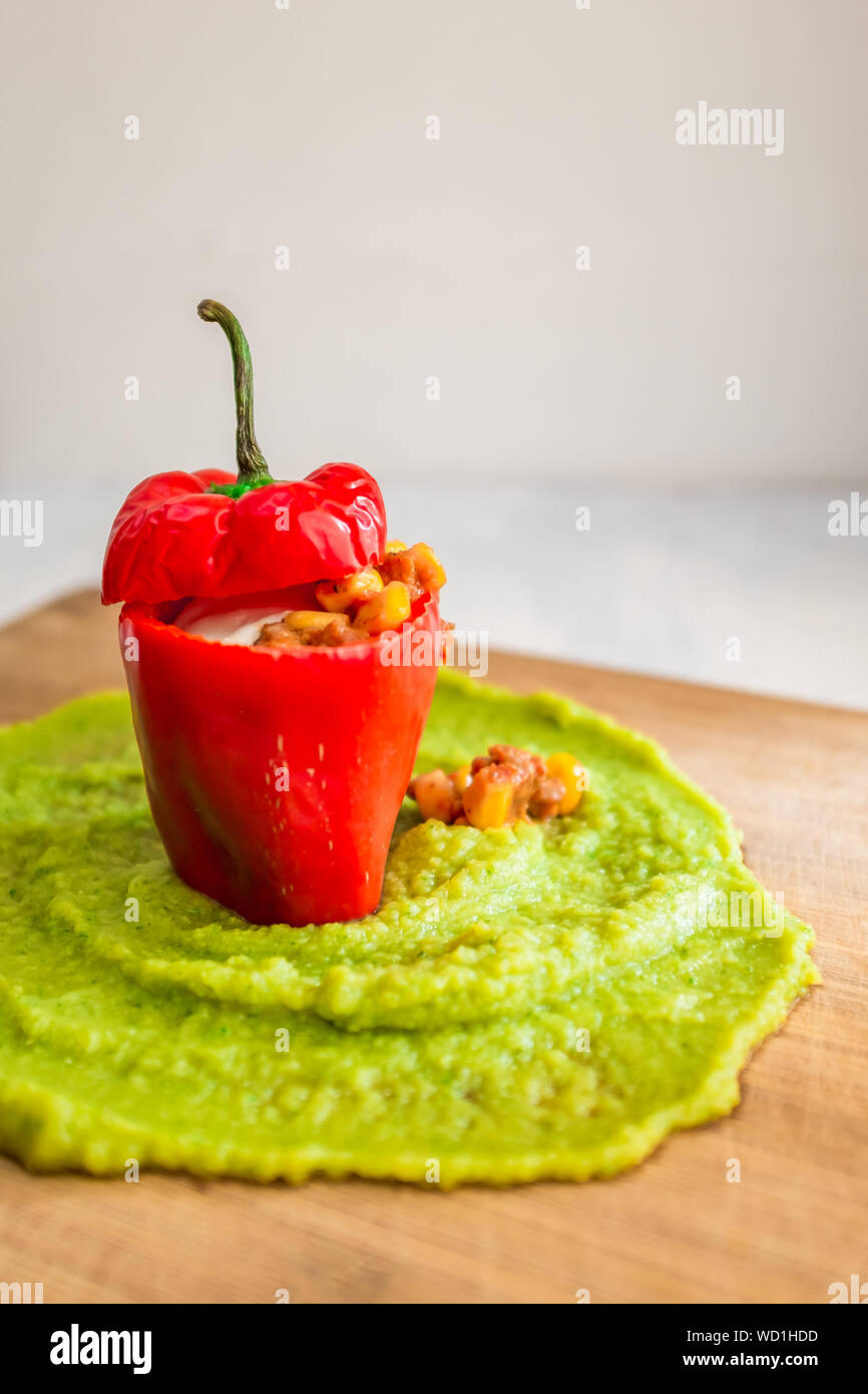 Pepper Stuffed with Soybeans and Pureed Peas Stock Photo - Alamy