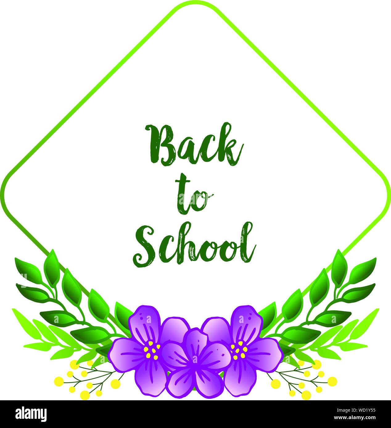 Poster back to school, modern purple floral frame graphic. Vector Stock ...