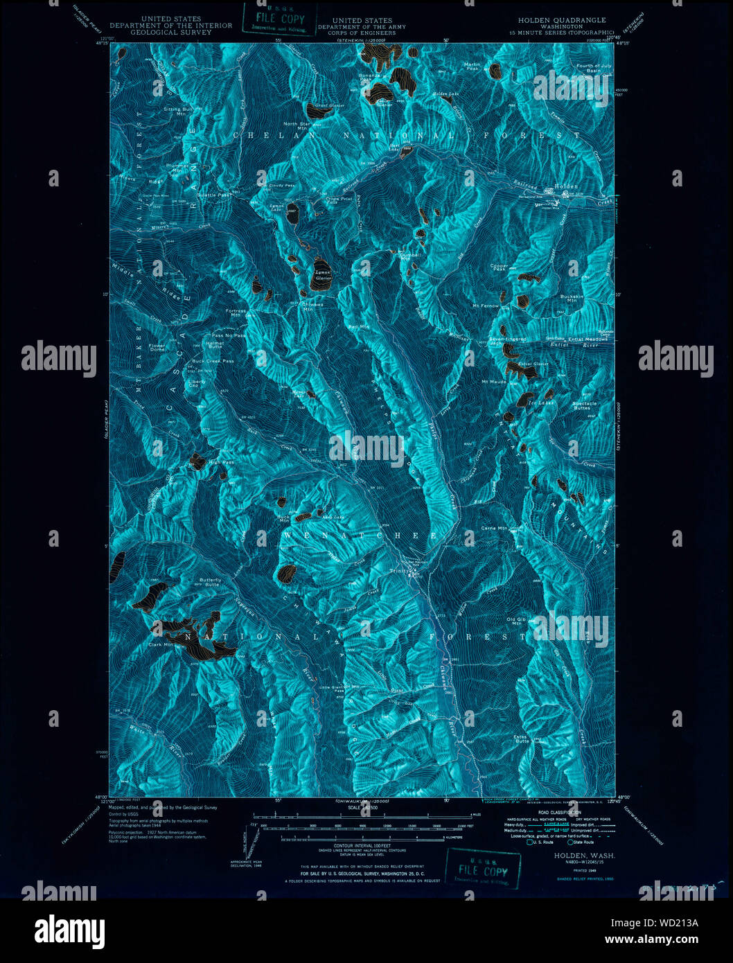 USGS Topo Map Washington State WA Holden 241545 1949 62500 Inverted ...