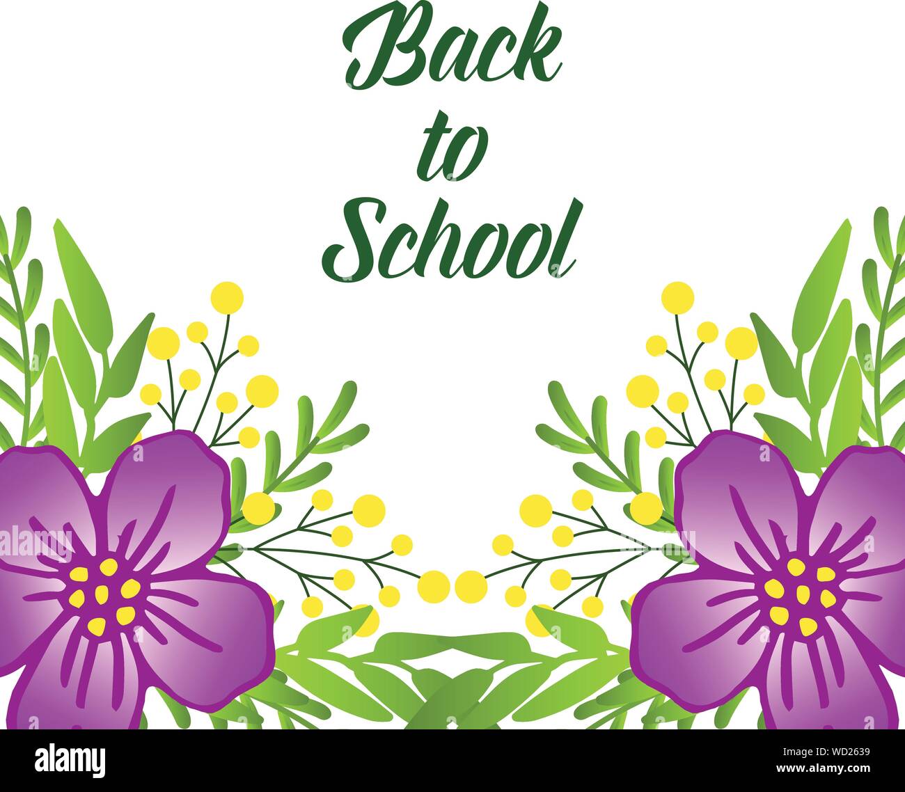 Card back to school for education template, with purple flower frame ...