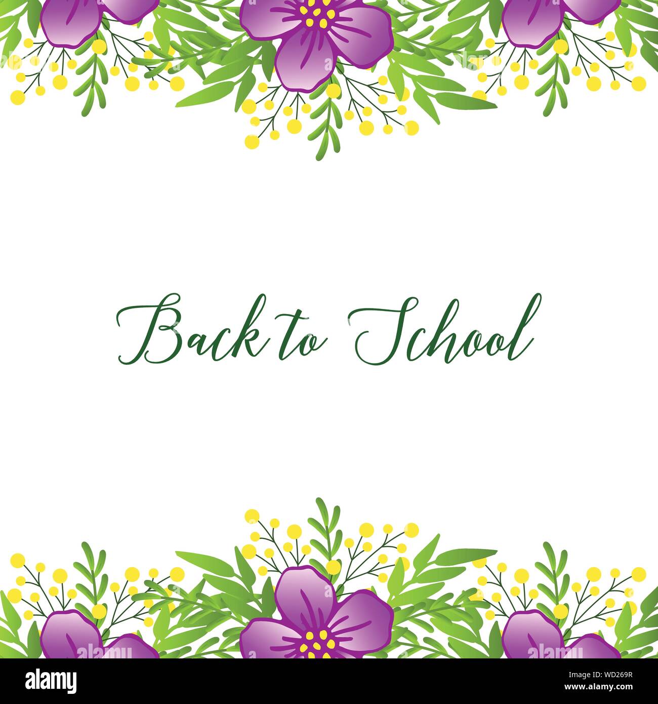 Card back to school for education template, with purple flower frame ...