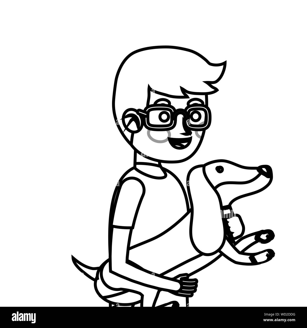 Boy with dog cartoon design Stock Vector Image & Art - Alamy