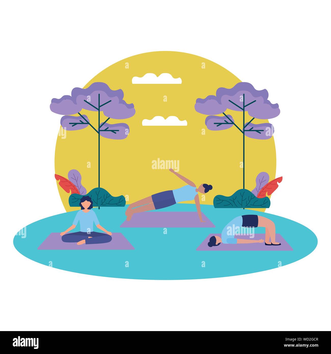 Girls doing yoga pose vector design Stock Vector Image & Art - Alamy