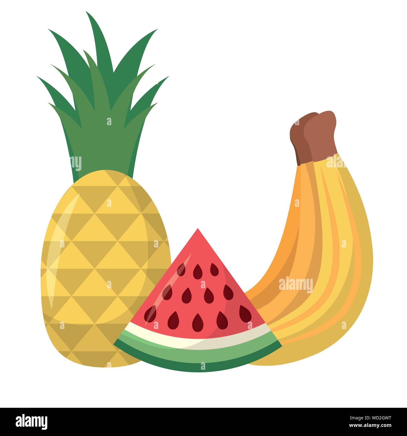 Banana pineapple and watermelon fruit vector design Stock Vector Image ...