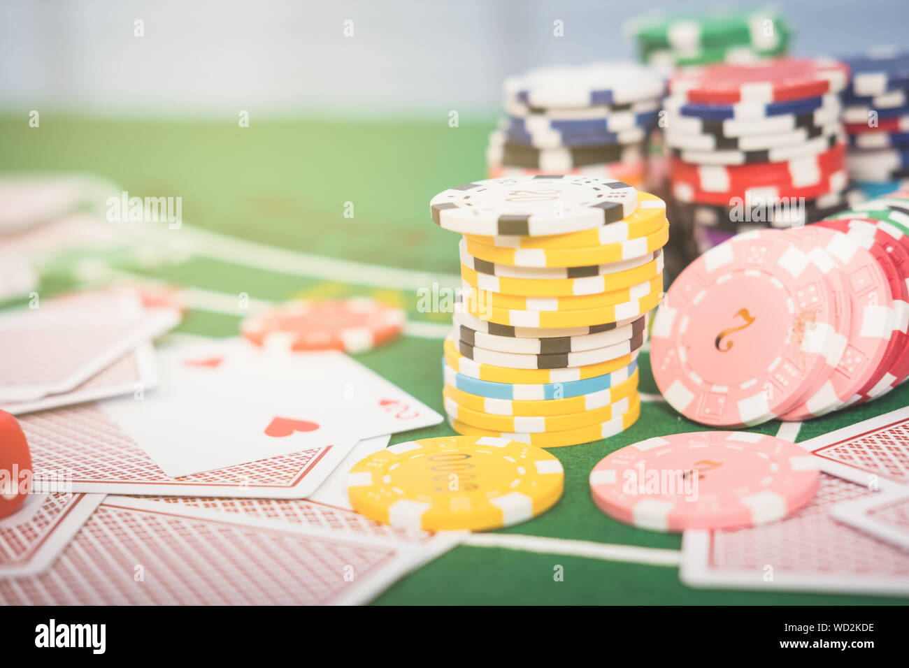 Chips and cards on poker table hi-res stock photography and images - Alamy
