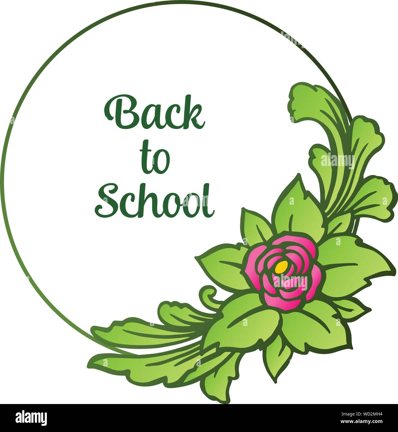 Various green leafy floral frame blooms, for greeting card back to ...