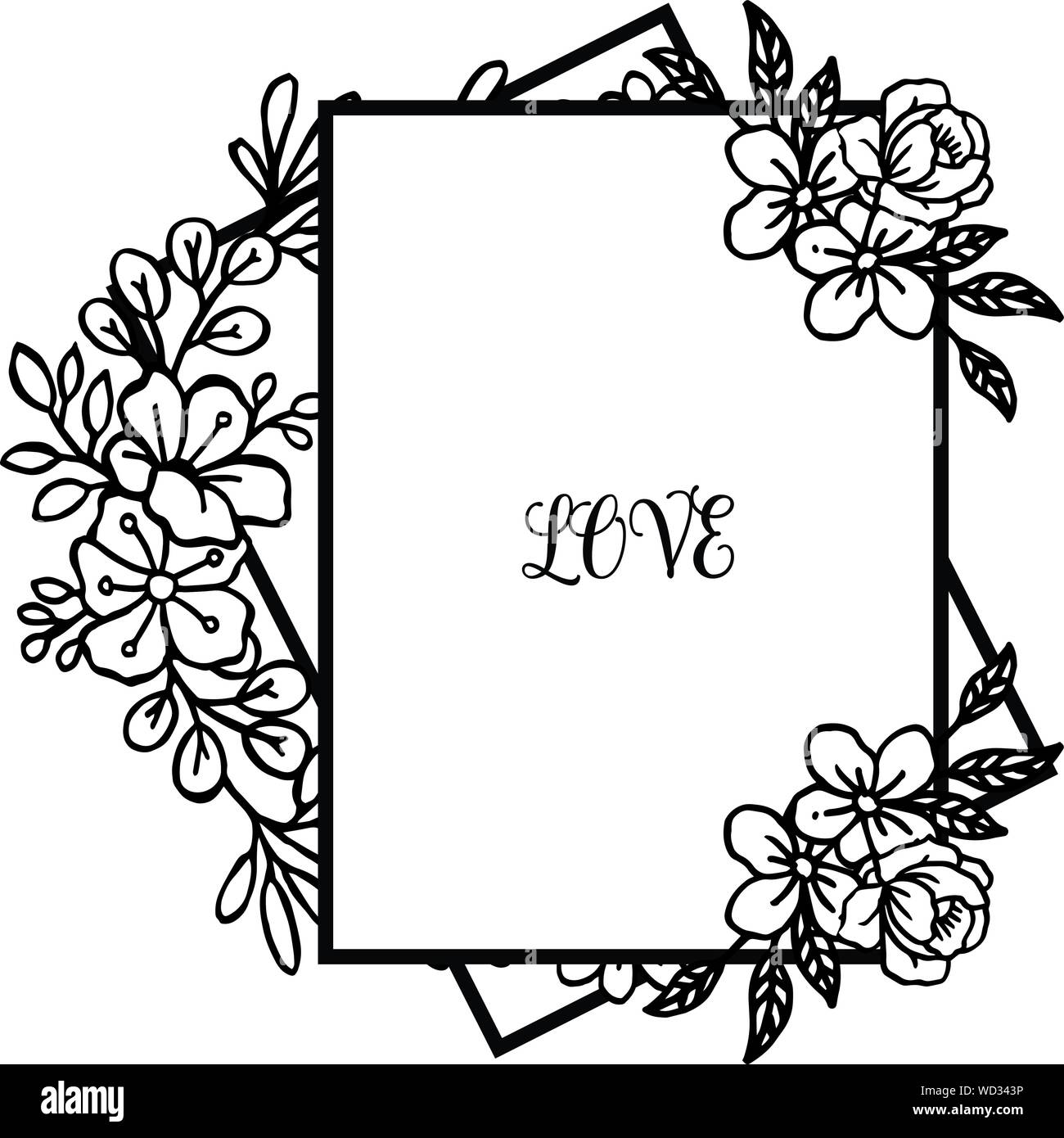 Beautiful card of love, romantic, with nature leaves and elegant floral ...