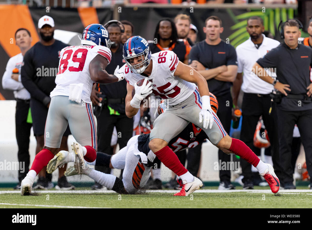 August 22, 2019: New York Giants tight end Rhett Ellison (85) during ...
