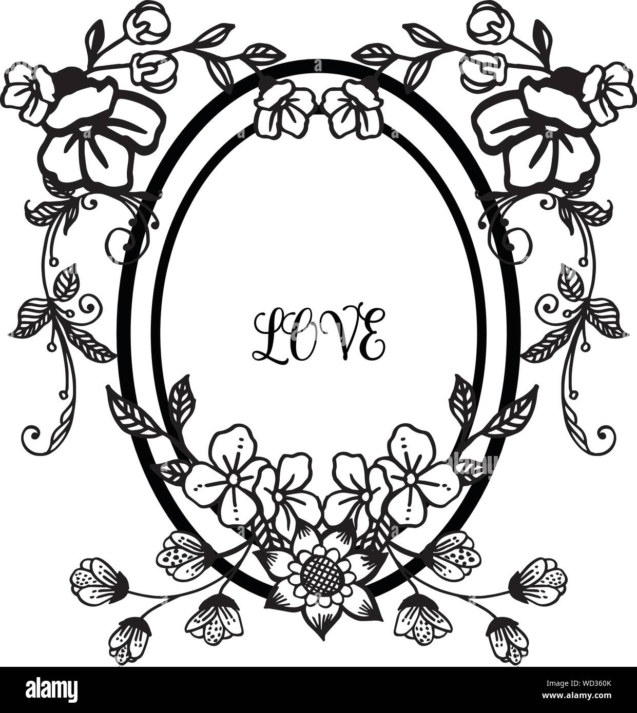 Text space for card design of love, romantic art of floral frame ...