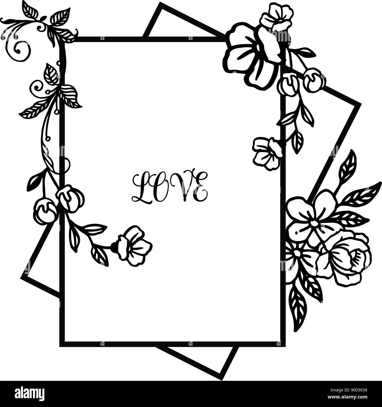 Text space for card design of love, romantic art of floral frame ...