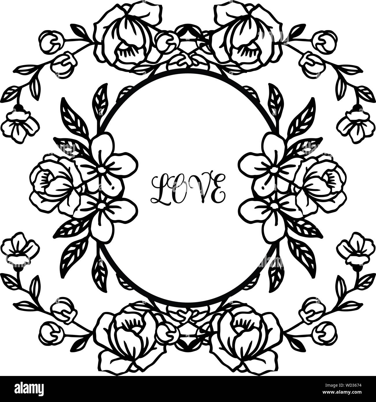 Text space for card design of love, romantic art of floral frame ...