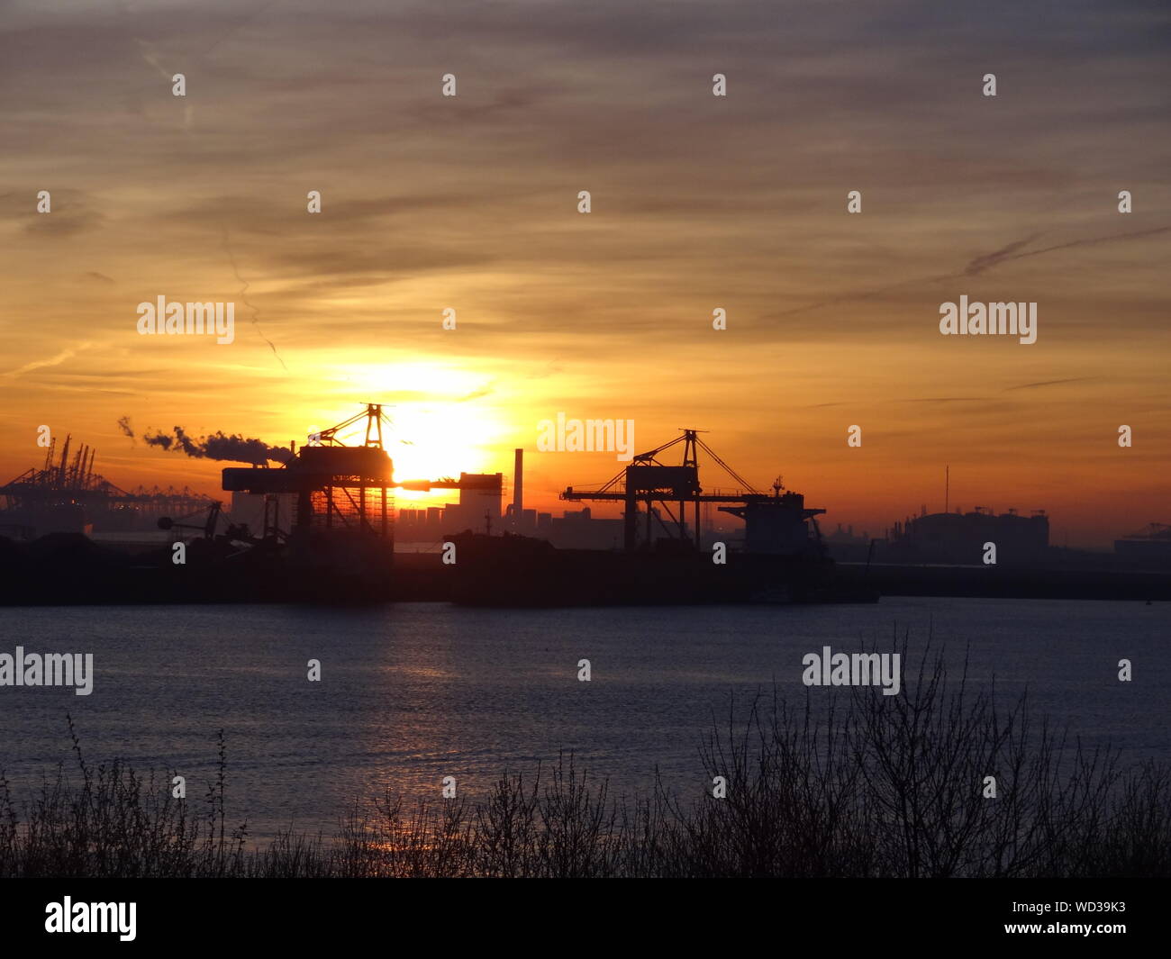 Container ship during sunset hi-res stock photography and images - Alamy