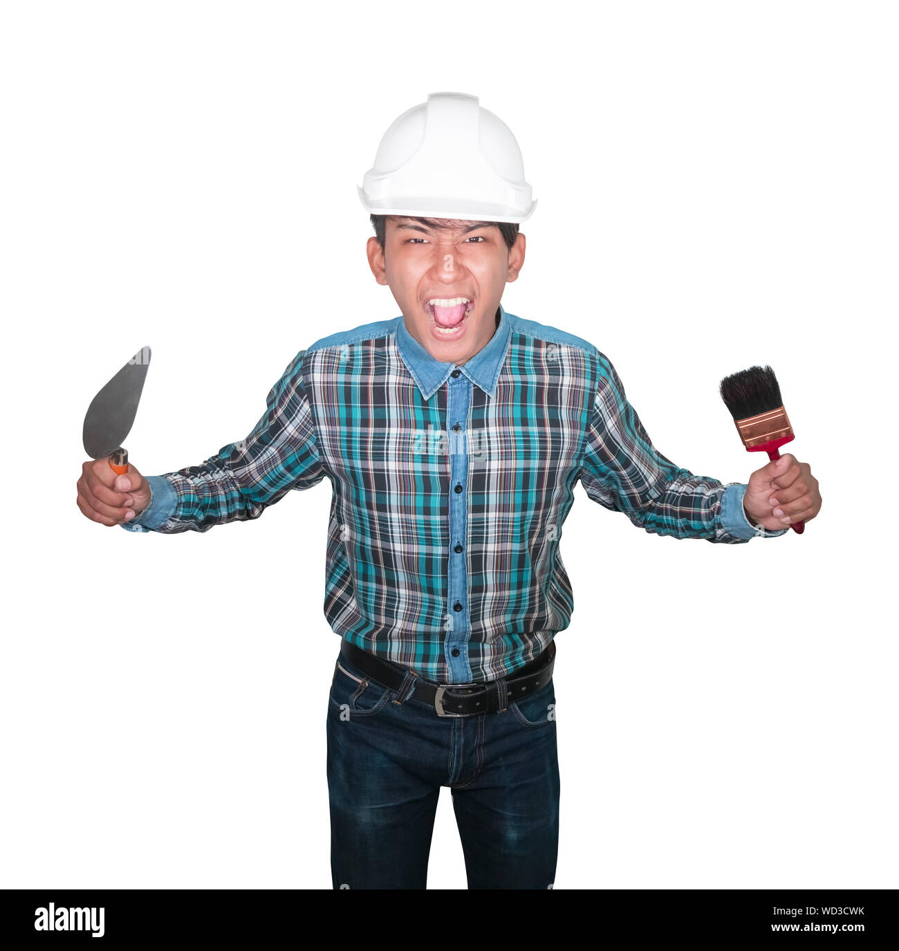 Angry construction worker Cut Out Stock Images & Pictures - Alamy