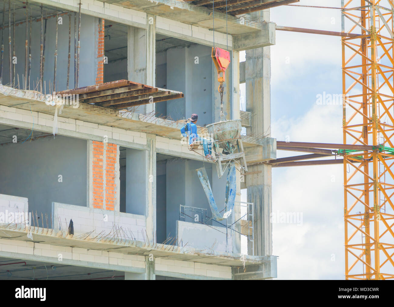 high big building construction site in develop city. with copy space ...