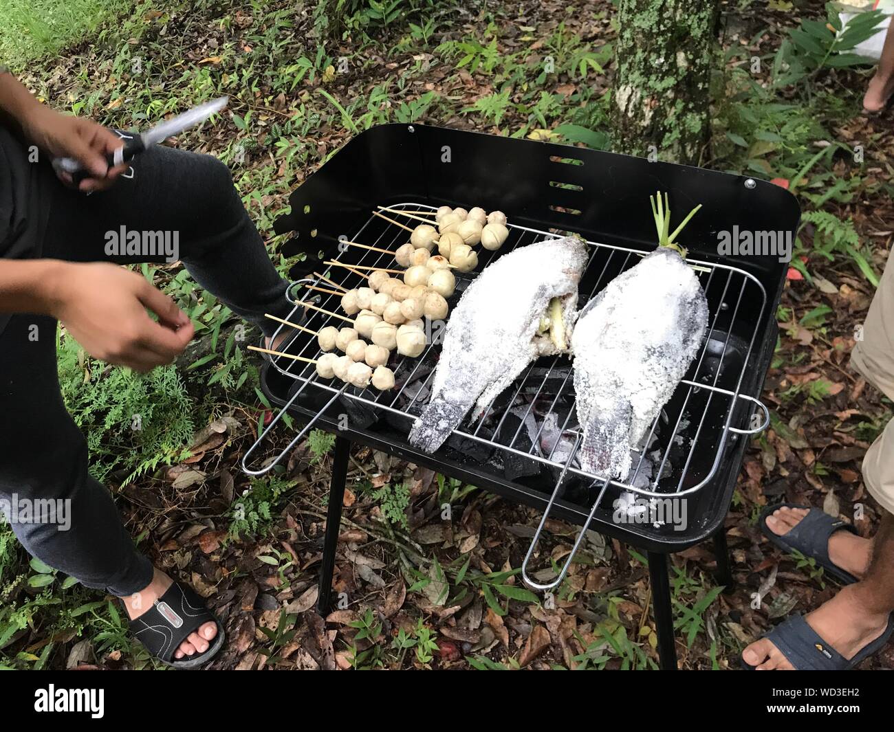 Men eating at barbecue hi-res stock photography and images - Alamy