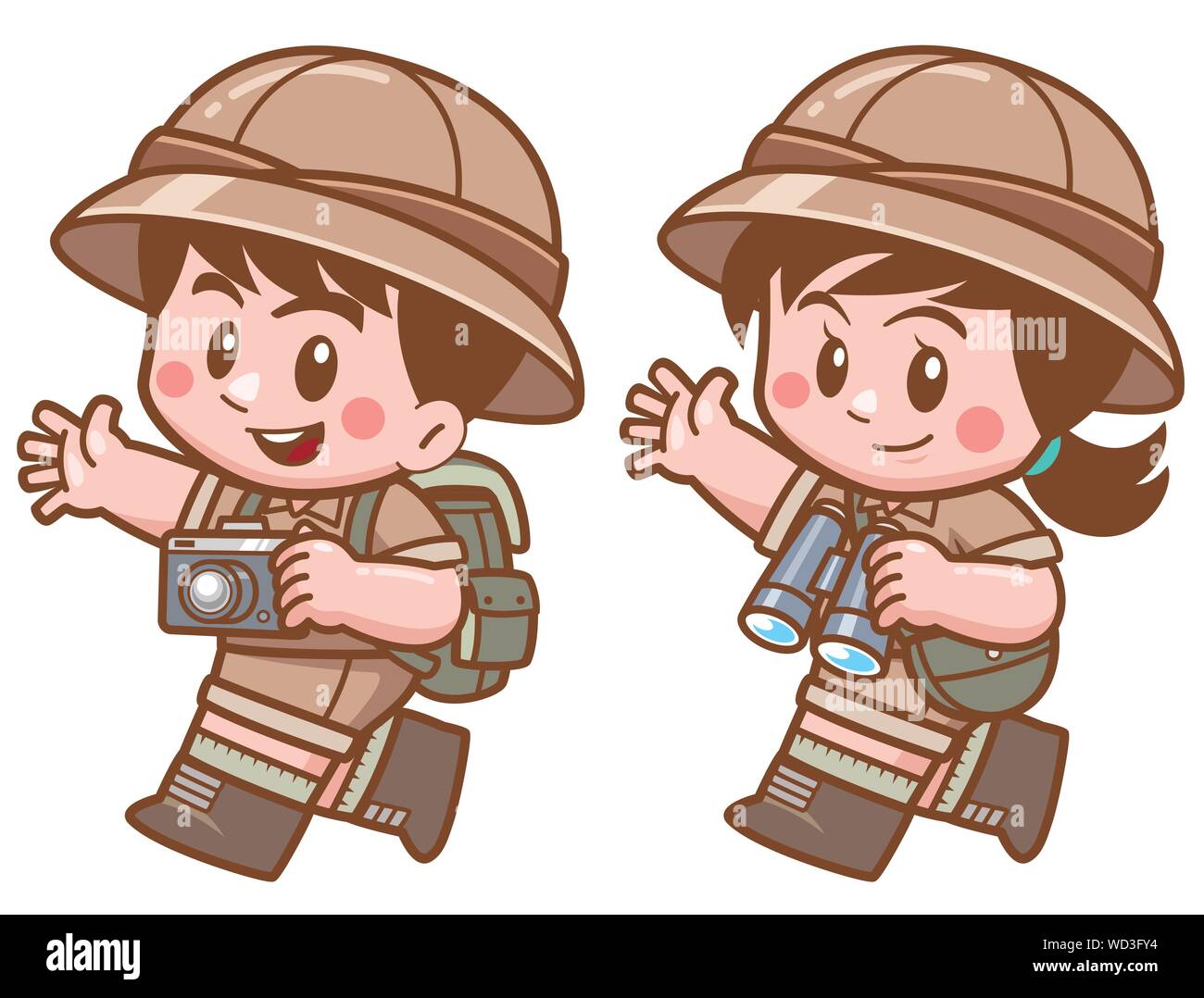 Vector illustration of Safari Boy and girl Stock Vector Image & Art - Alamy