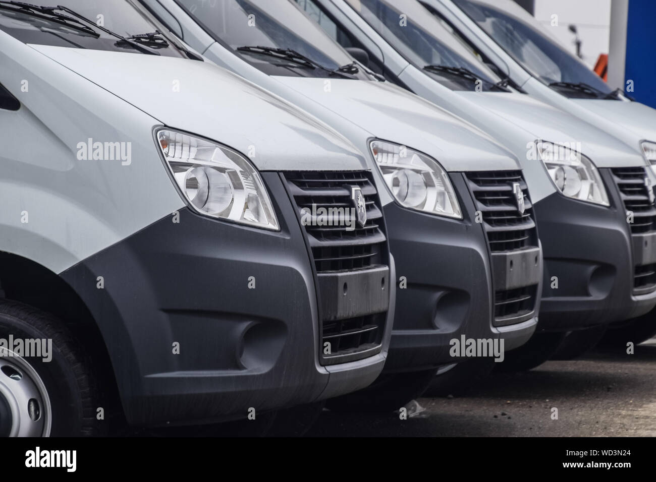Krasnodar, Russia - February 10, 2019: Gazelle cars in a car market are ...