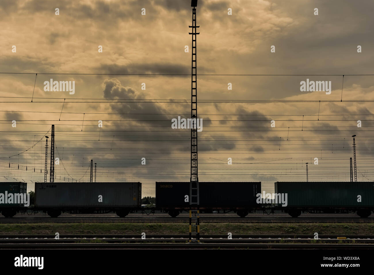 Container train at sunset hi-res stock photography and images - Alamy
