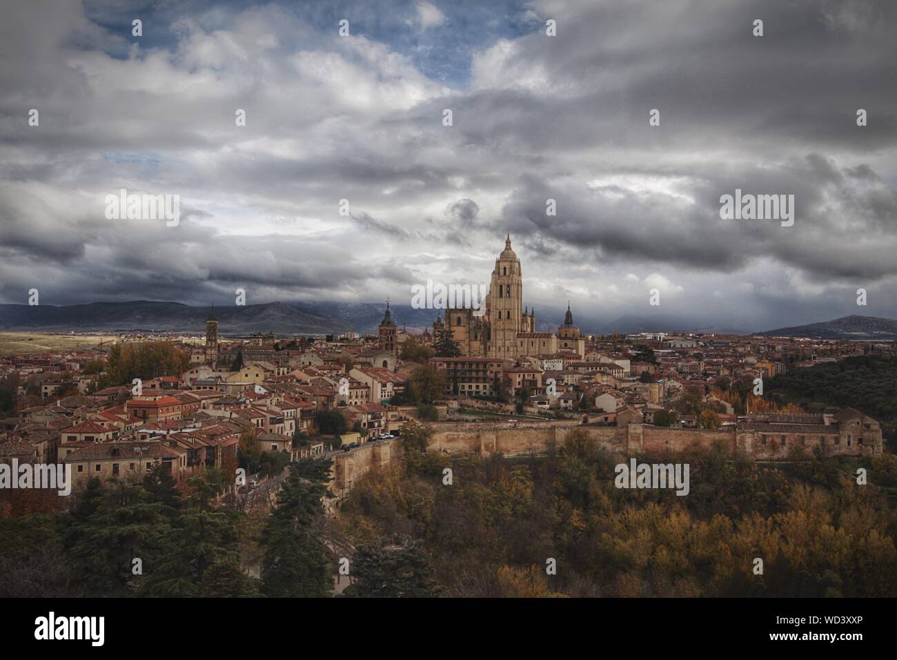 Overhead View Of Town Stock Photo - Alamy