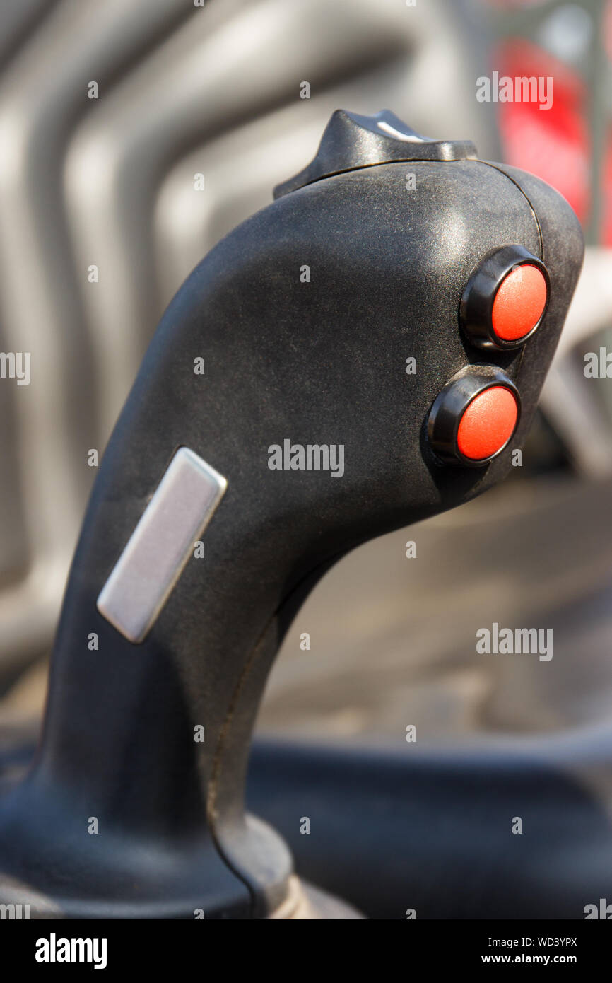 Operating control panel with buttons in agricultural or industrial ...