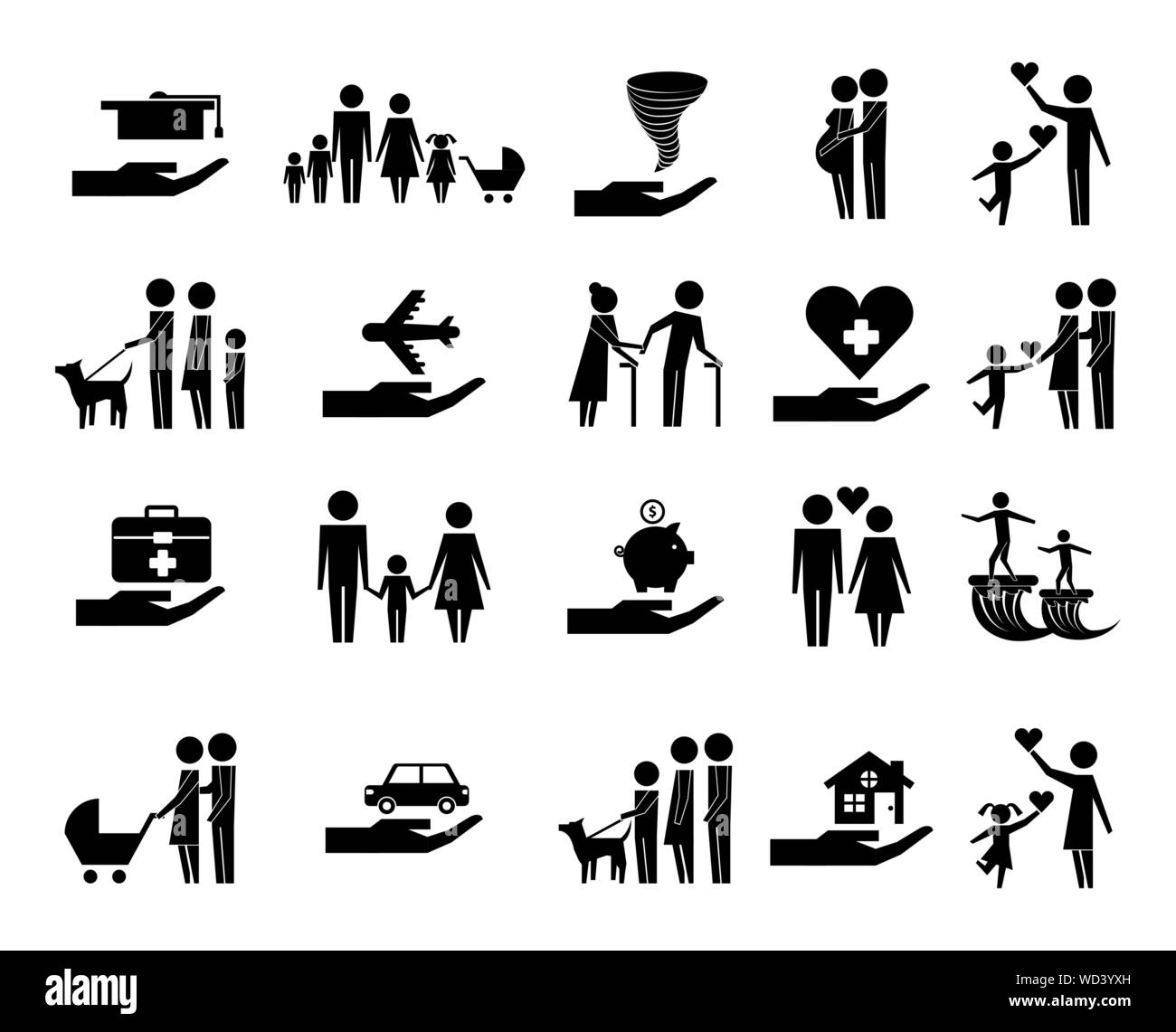 Insurance company line icons Cut Out Stock Images & Pictures - Alamy