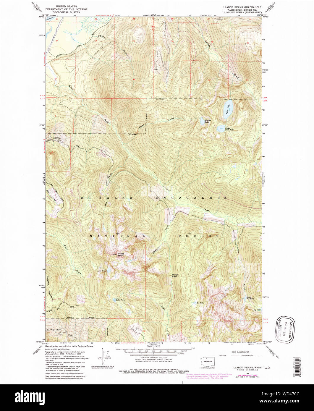 USGS Topo Map Washington State WA Illabot Peaks 241642 1966 24000 ...