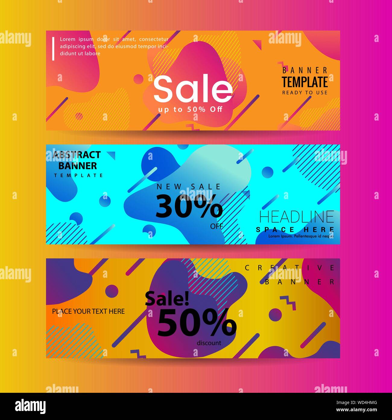 Horizontal banner set with Modern Colorful fluid element web template ...