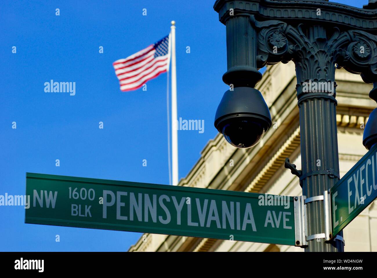 Close up american flag road sign hi-res stock photography and images ...