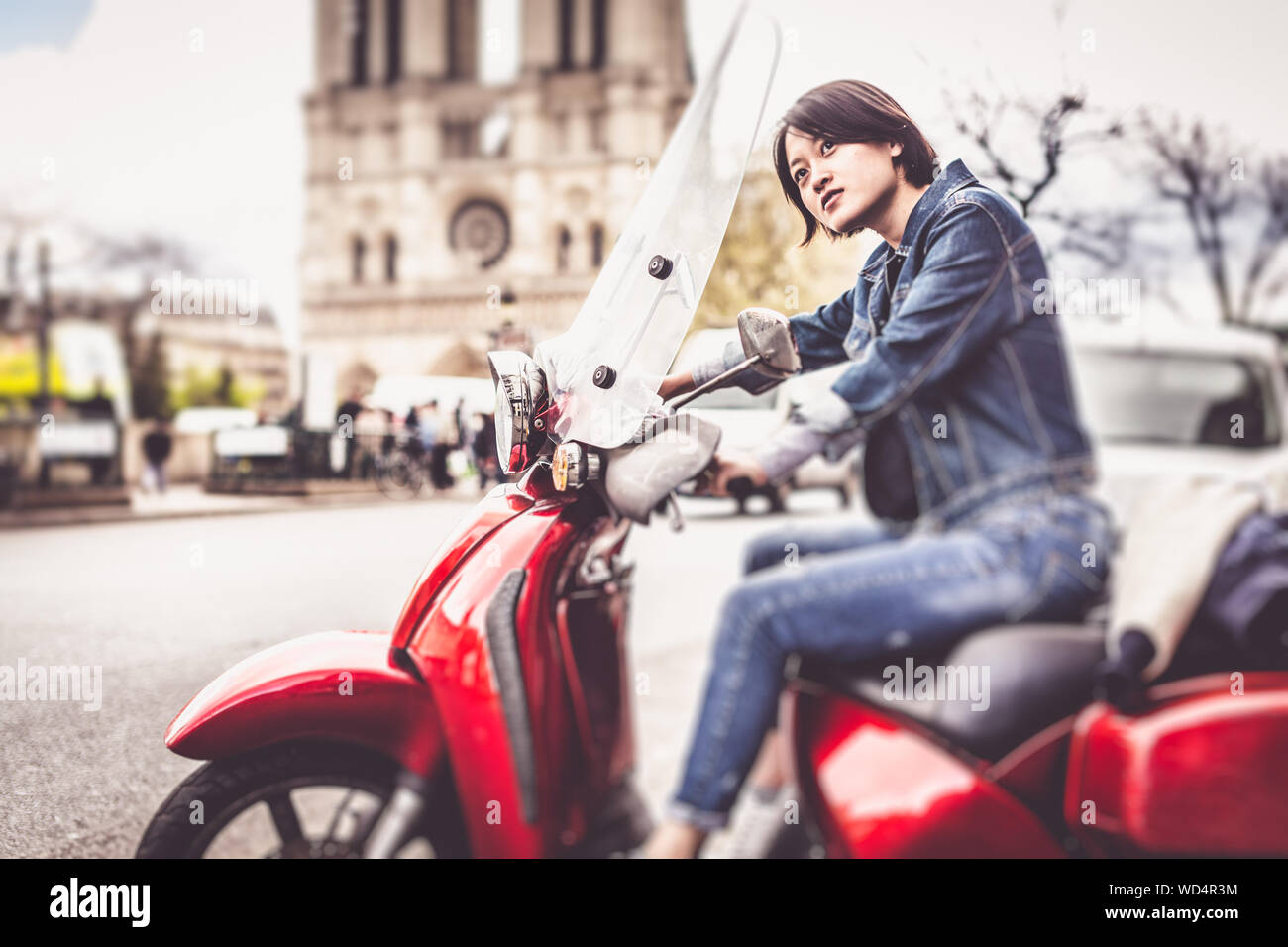 Young asian woman riding motorcycle High Resolution Stock Photography ...