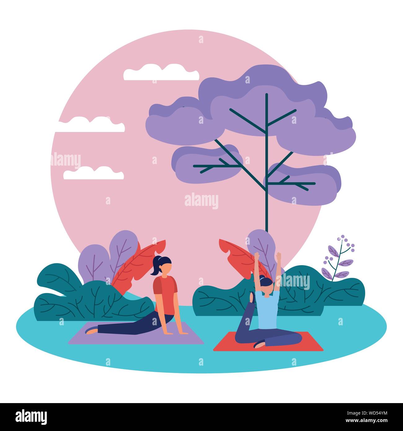 Girls doing yoga pose vector design Stock Vector Image & Art - Alamy