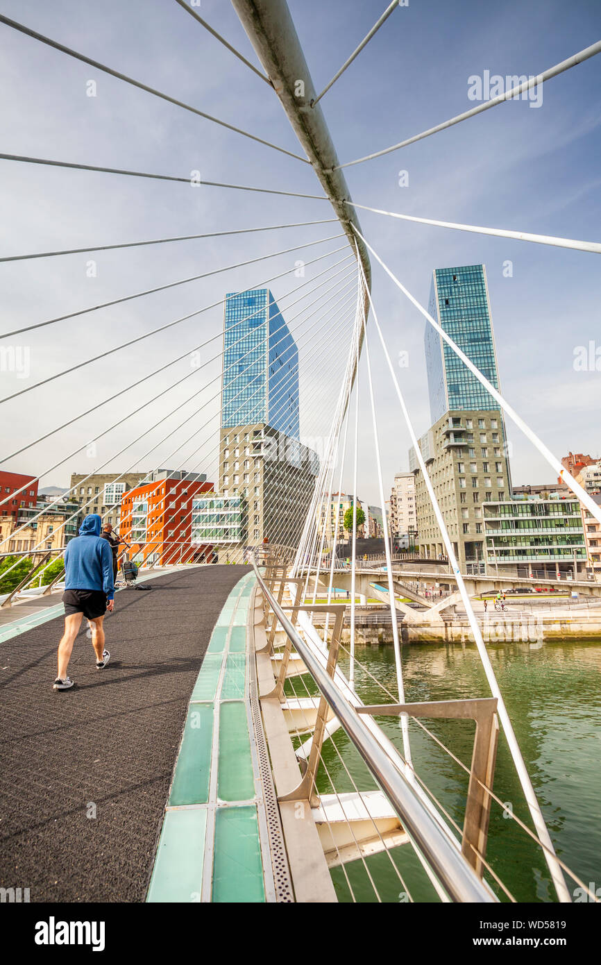 Calatrava Bridge, also called Zubizuri Bridge, Bilbao, Spain Stock ...