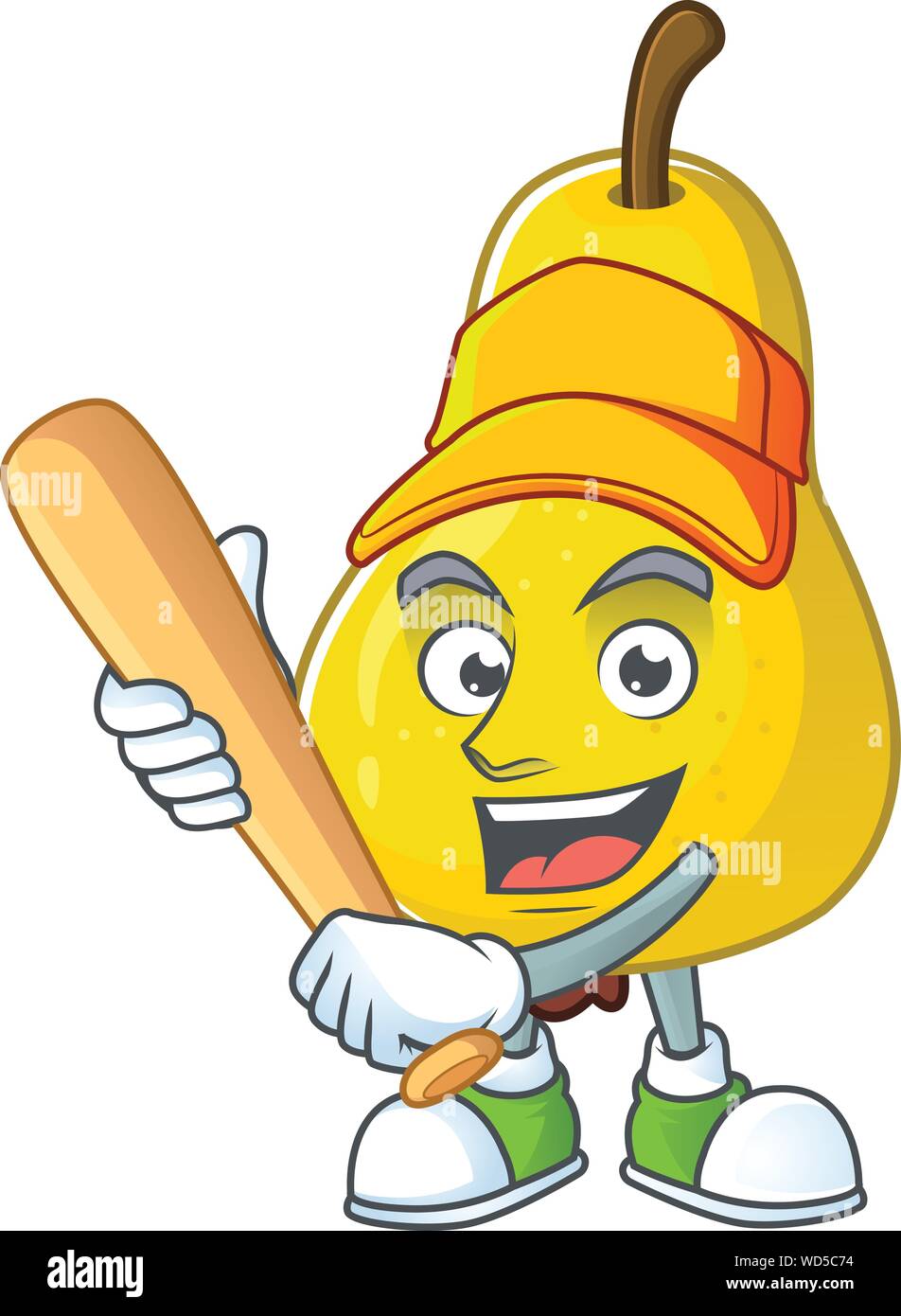 Playing baseball fruit pear cartoon character with mascot Stock Vector ...