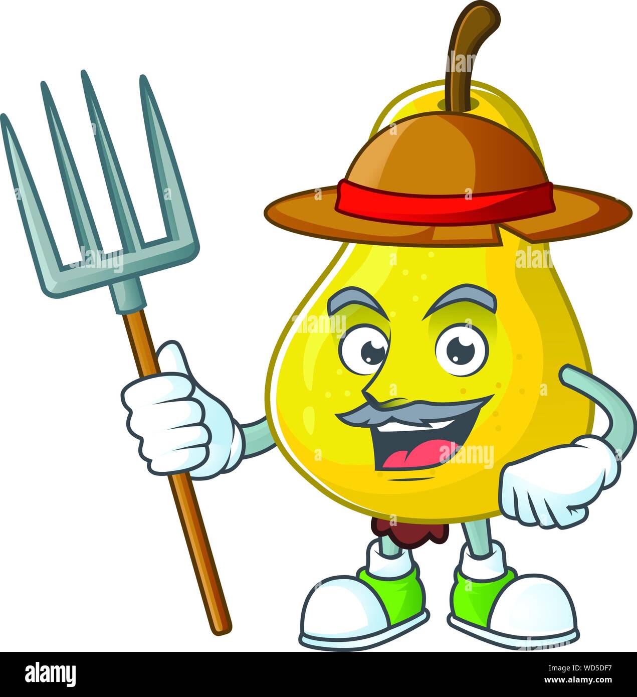 Farmer fruit pear cartoon character with mascot Stock Vector Image ...