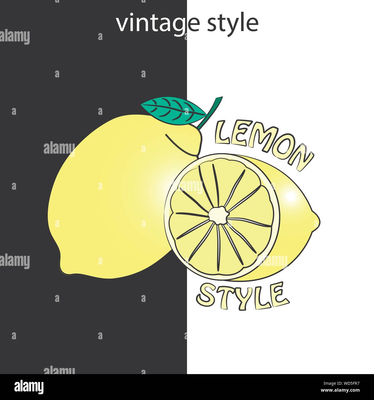 Vintage style banner with lemon vector illustration. lemon retro ...