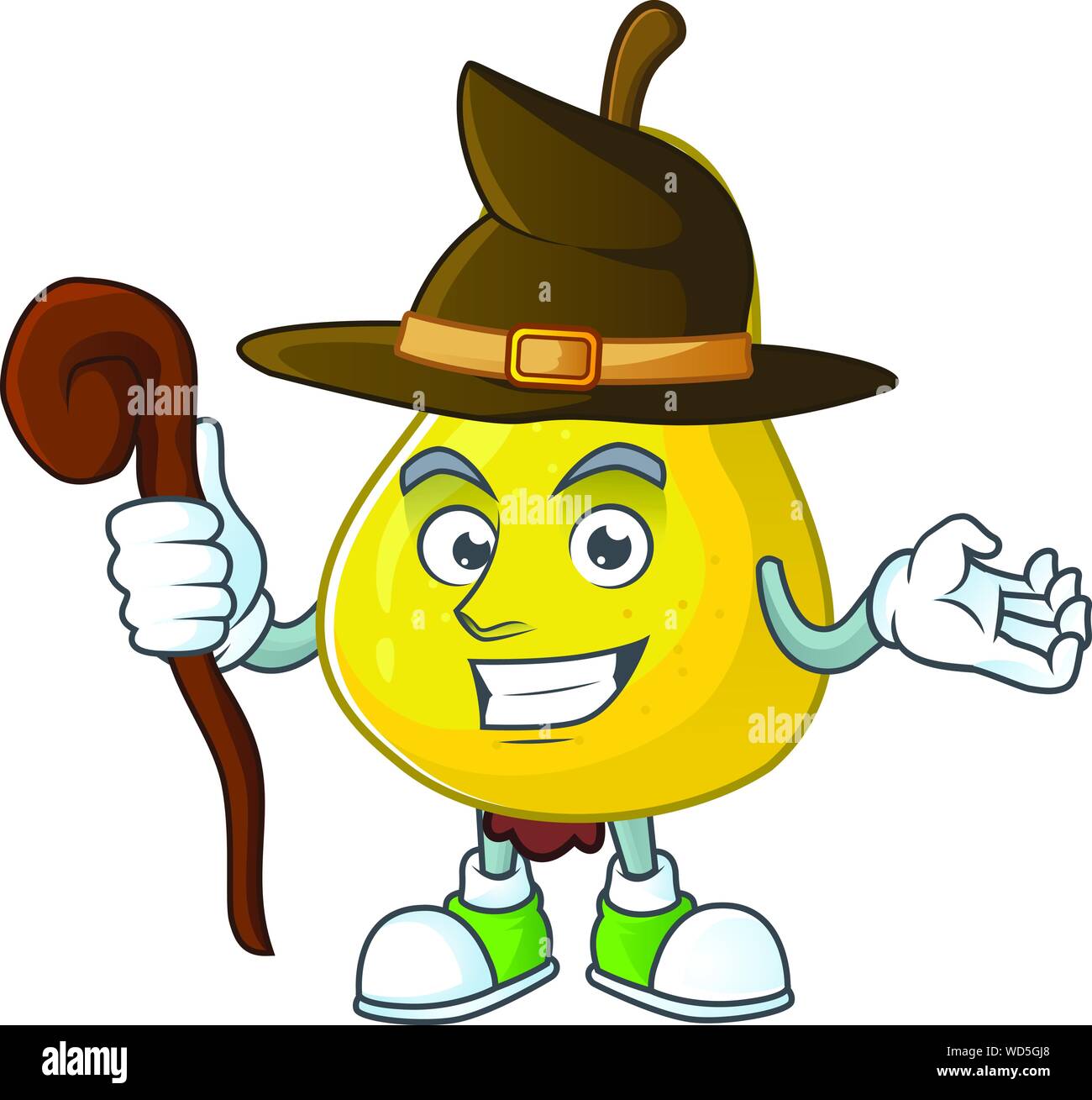 Witch yellow pear cartoon character on white background Stock Vector ...
