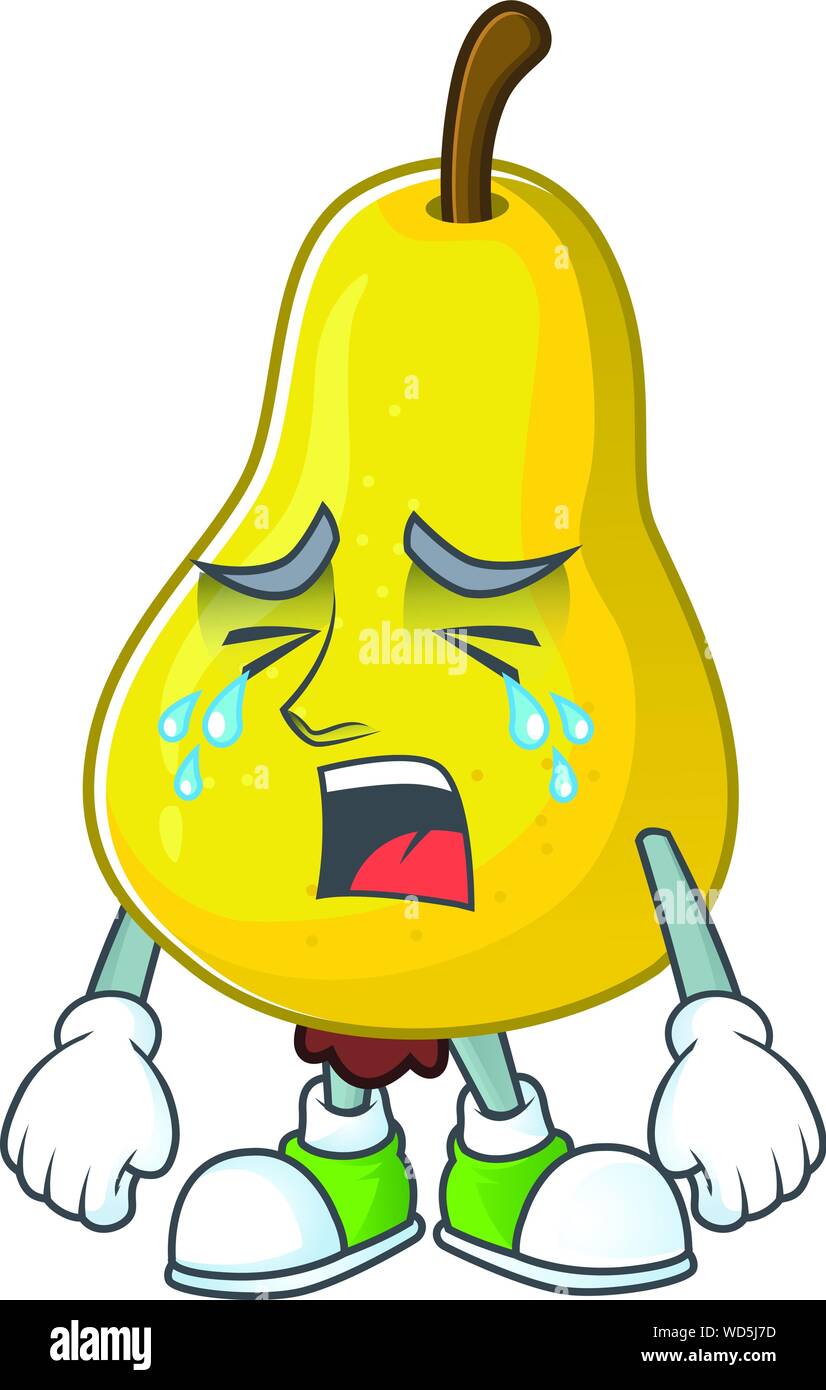 Crying yellow pear cartoon character on white background Stock Vector ...