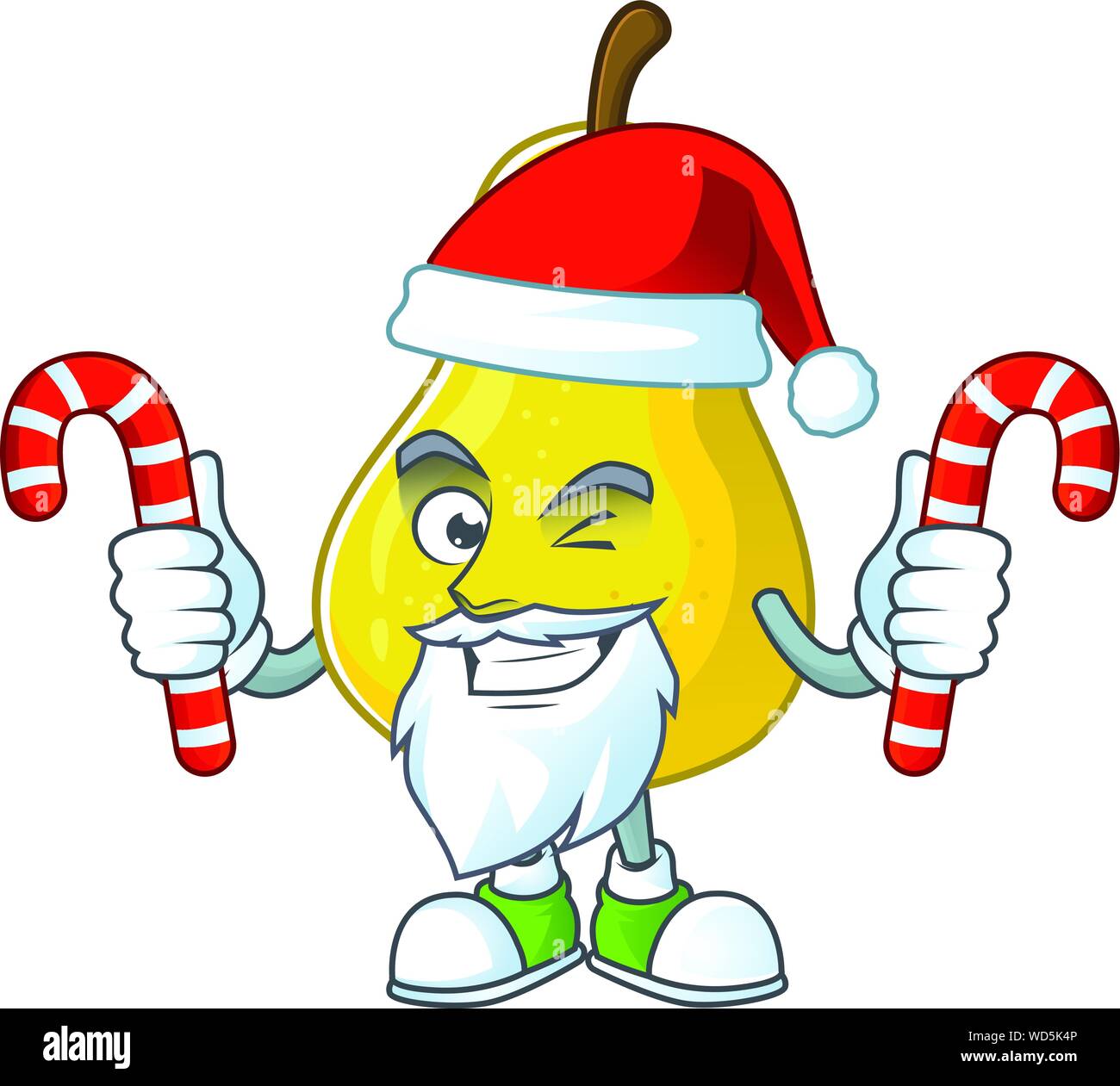 Santa with candy fresh pear on the cartoon character Stock Vector Image ...