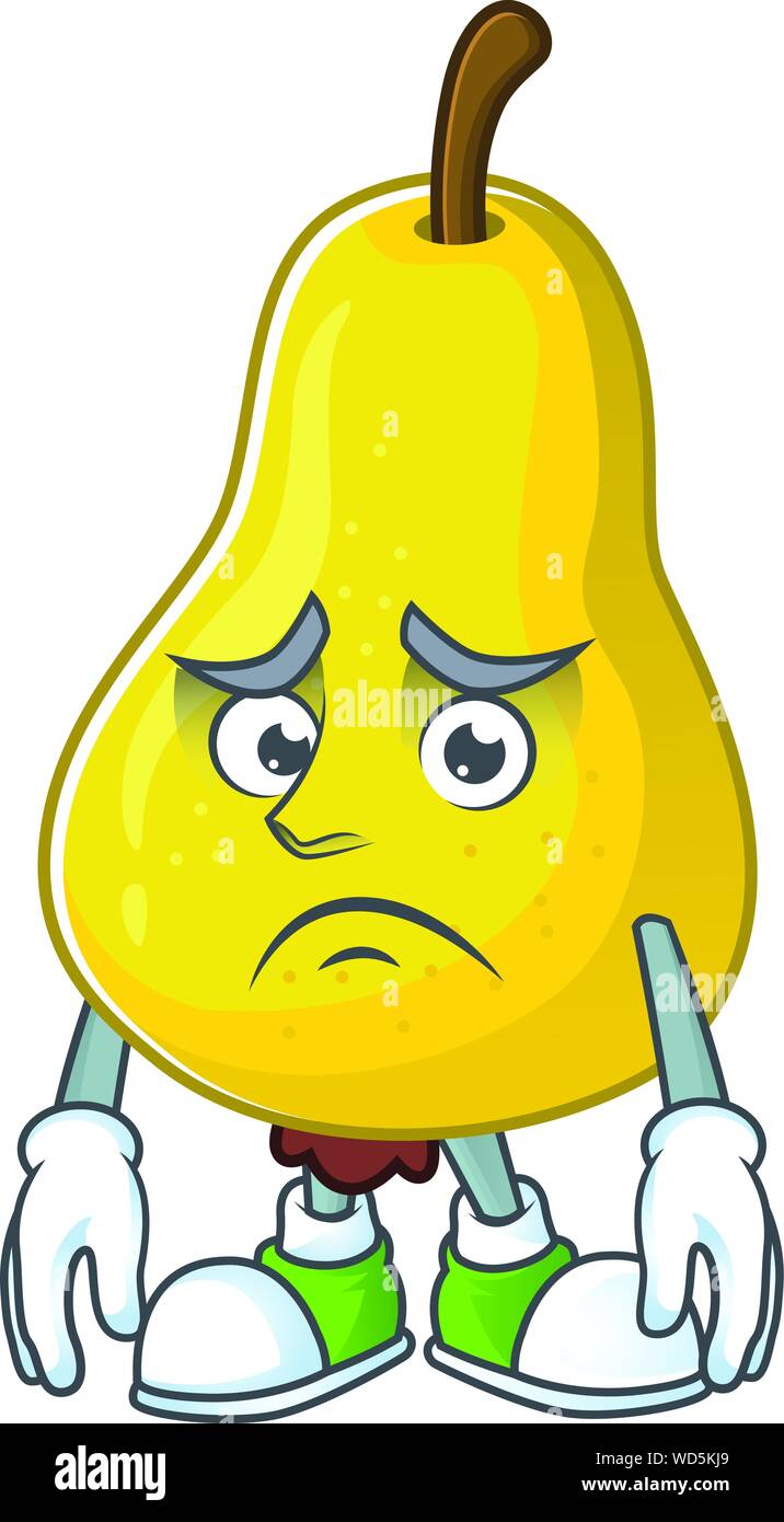 Afraid yellow pear cartoon character on white background Stock Vector ...