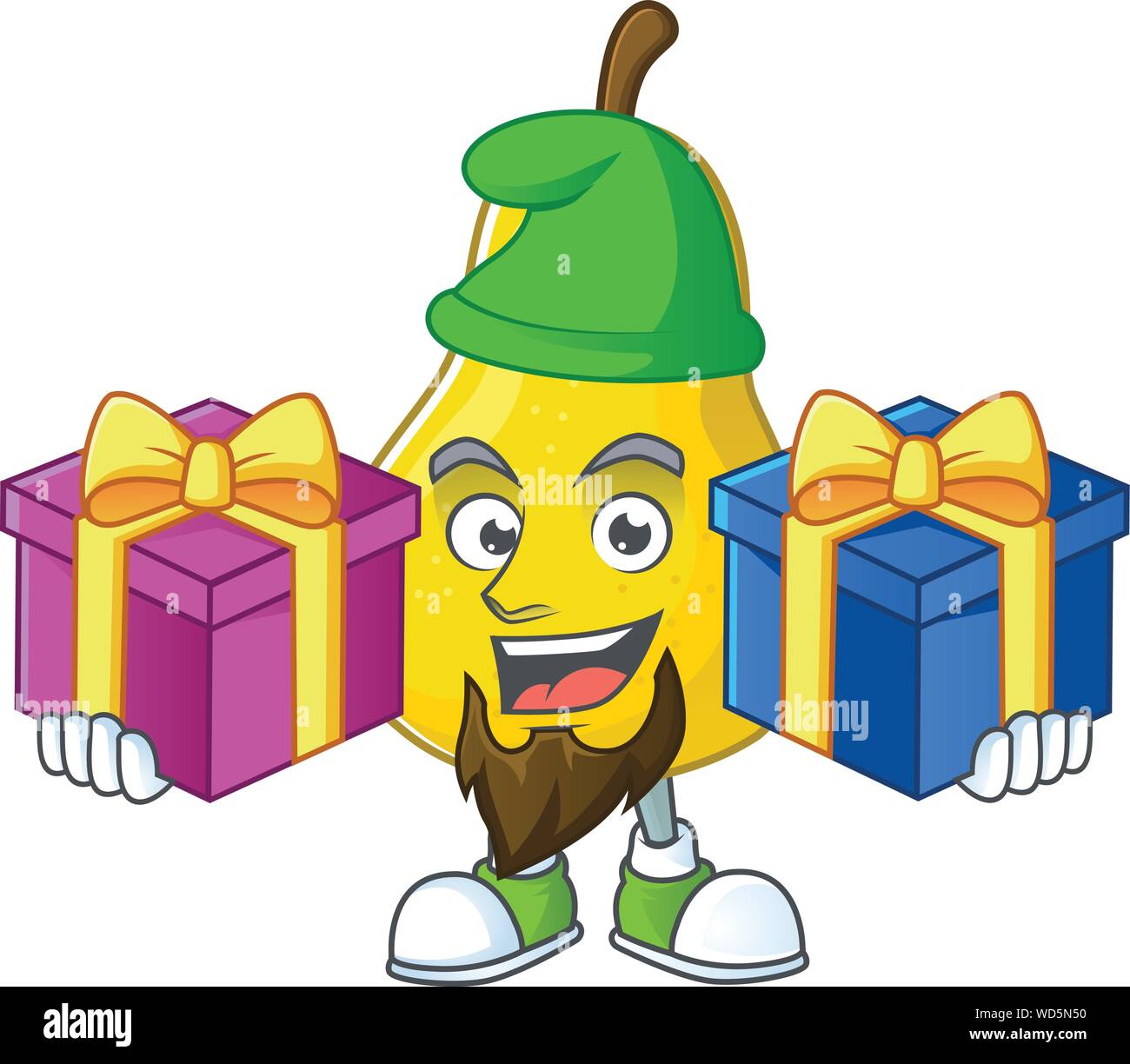 Bring two gifts fresh pear on the cartoon character Stock Vector Image ...