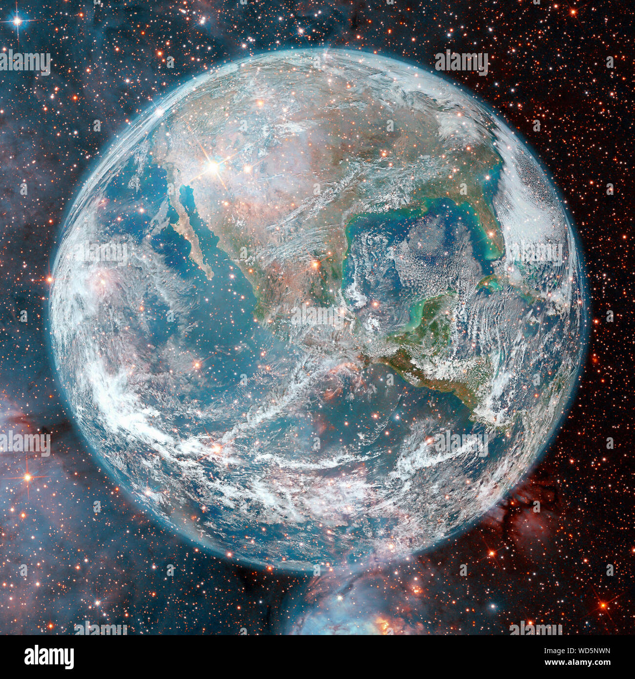 Planet Earth in deep space, cosmic landscape. Elements of this image ...